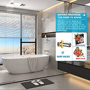 Gabrylly Tub Shower Kit, Tub and Shower Faucet Set with 9-Setting Rain Shower Head and Tub Spout, Single-Handle Tub and Shower Trim Kit, Shower Valve Include,Chrome