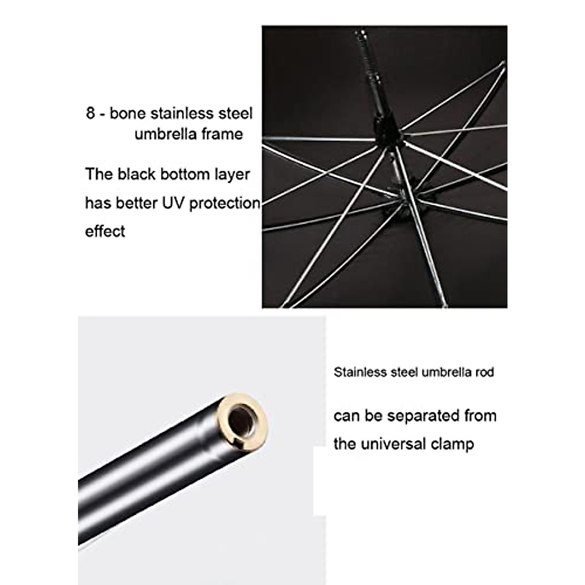 GRANDMEI Chair Umbrella with Universal Clamp,46 inches UPF 50+ Clip on Parasol for Patio chair Beach Chairs Wheelchairs Golf Carts (Dark Blue)