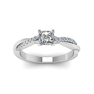 SISGEM 10K 14K 18K Solid Gold Infinity Twist Engagement Rings Set for Women, Heart/Princess/Pear/Marquise/Oval/Round Cut Moissanite Rings Wedding Engagement Anniversary Promise Set Bands with Engraved Name (Princess-Cut)