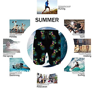 Heucapc Men's Swim Trunks Quick Dry Swimming Trunks Pineapple Swim Trunks with Mesh Lining and Pockets XXL