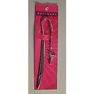 Martini Glass Metal Bookmark with Charm