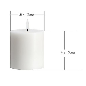 volnyus Flameless Candles Set of 2 (3x3 inch) Flickering LED Real Wax Candles Battery Operated with Remote Control Timers for Fireplace Bedroom Livingroom Party Dimmable White Pillars Flat top