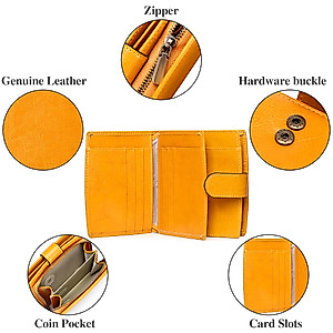 GOIACII Women's Wallet RFID Leather Wallets Small Bifold Zipper Pocket Card Case Purse
