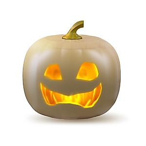 ANIMAT3D Jabberin Jack Talking Animated White Pumpkin with Built in Projector & Speaker Plug'n Play