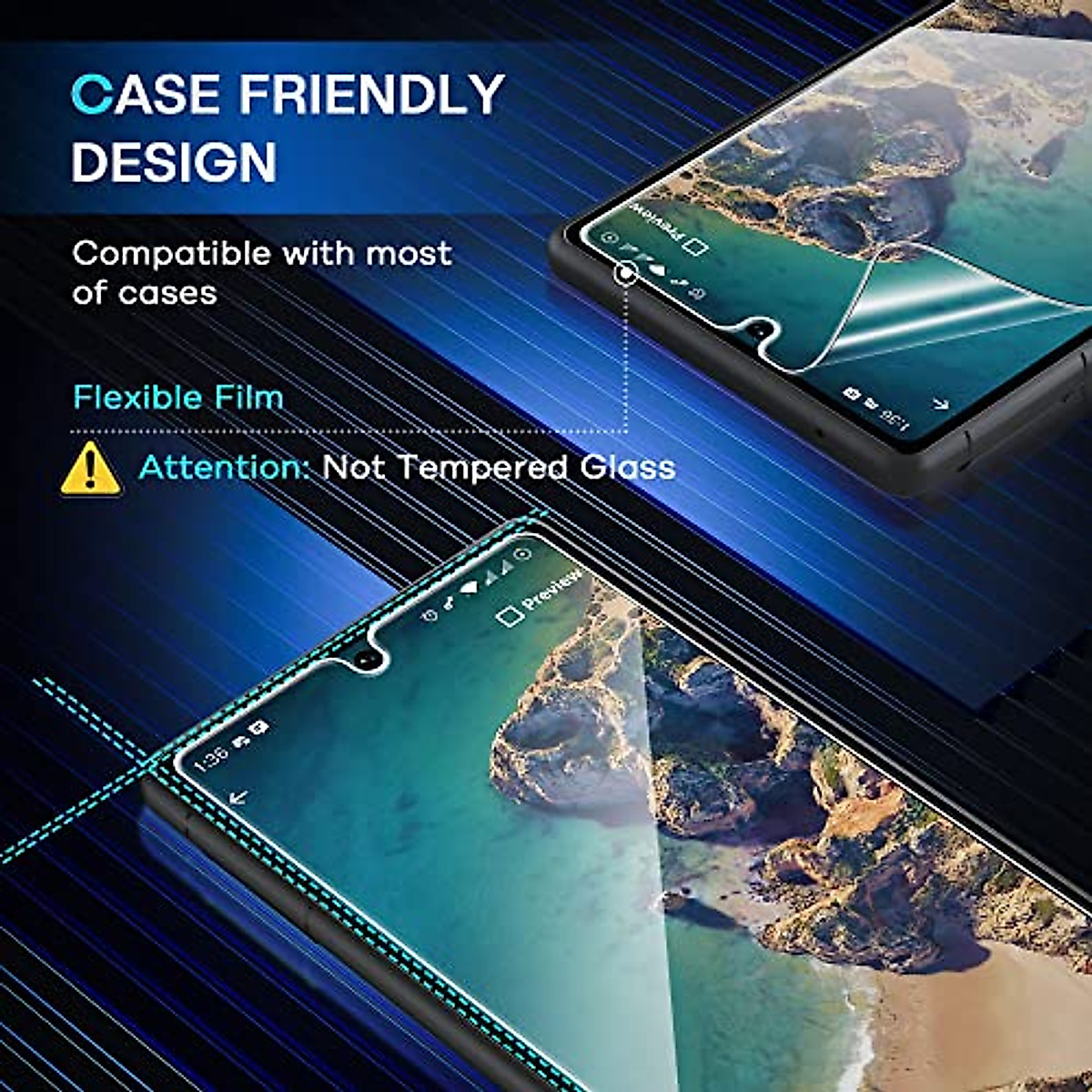 AACL [4-Pack] Pixel 7 Screen Protector for Google Pixel 7 5G [Not Glass] - Screen Protector for Pixel 7 Hybrid Film [7H][Fingerprint Compatible][Alignment Tool]