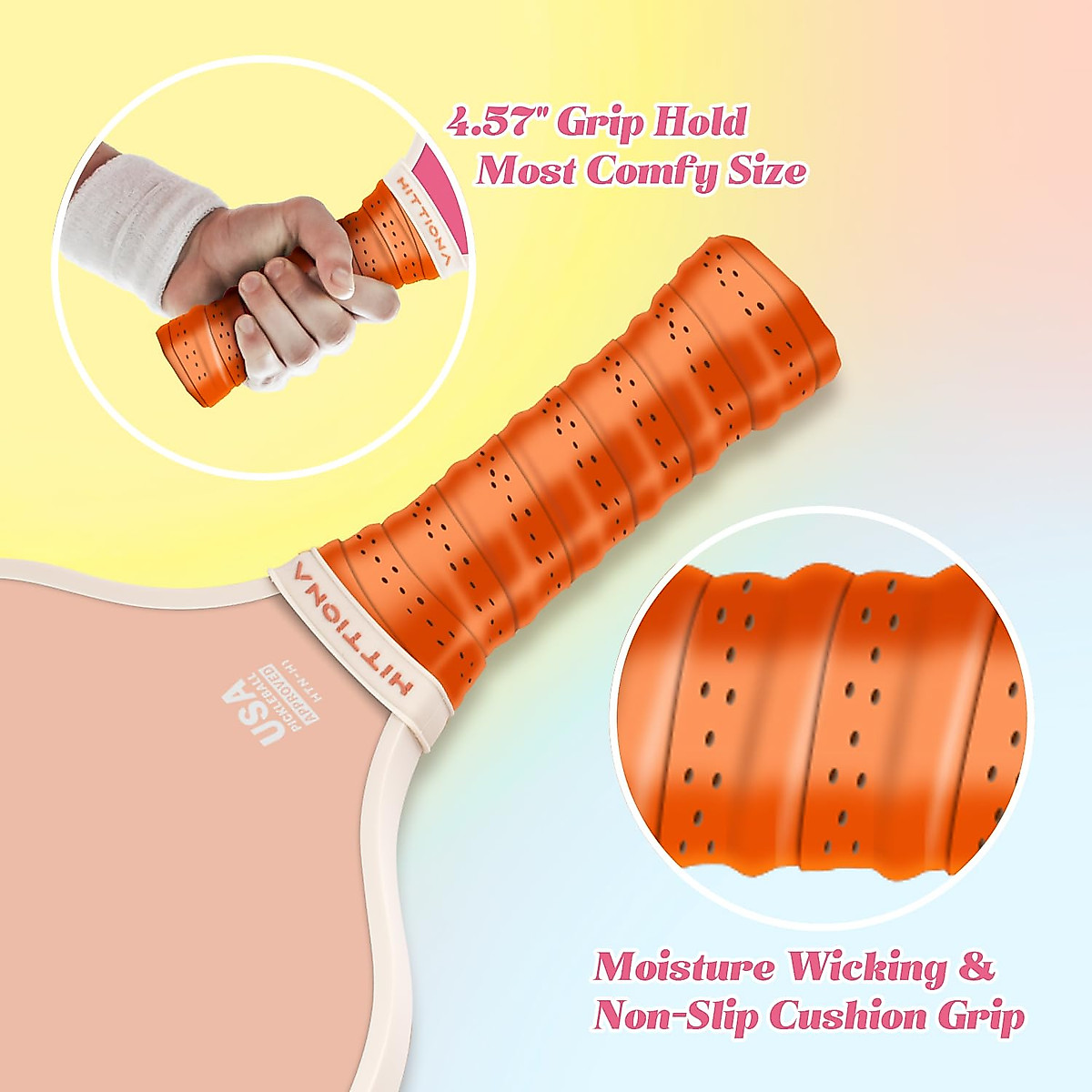 HITTIONA Pickleball Paddles - Fiberglass Pickleball Paddles Set of 2, USAPA Approved Pickle Ball Rackets 2 Pack with 4 Pickleball Balls, 1 Pickleball Net Bag, Paddles Ball Set for Beginners