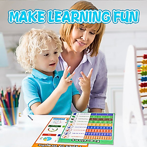 14 Pieces Educational Math Learning Posters for Kids - Multiplication Division Addition Subtraction Fractions Numbers for Elementary and Middle School Classroom Teaching Supplies, 16 x 11 Inch