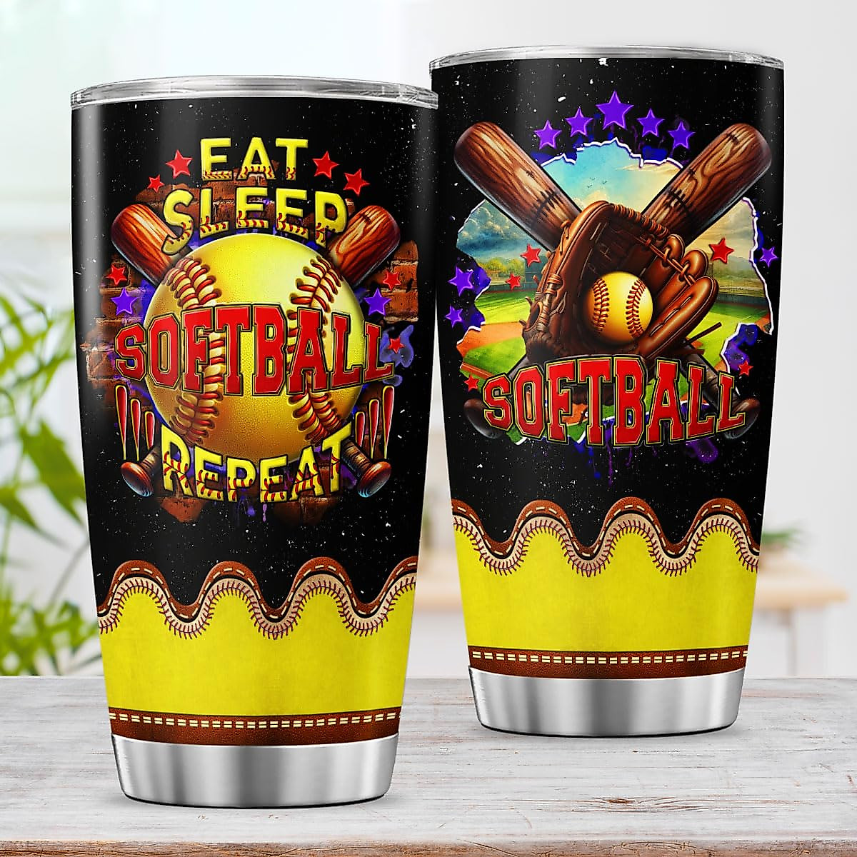 HUBUPU Tumbler 20 Oz With Lid And Straw, Softball Gifts, Softball Repeat Colorful