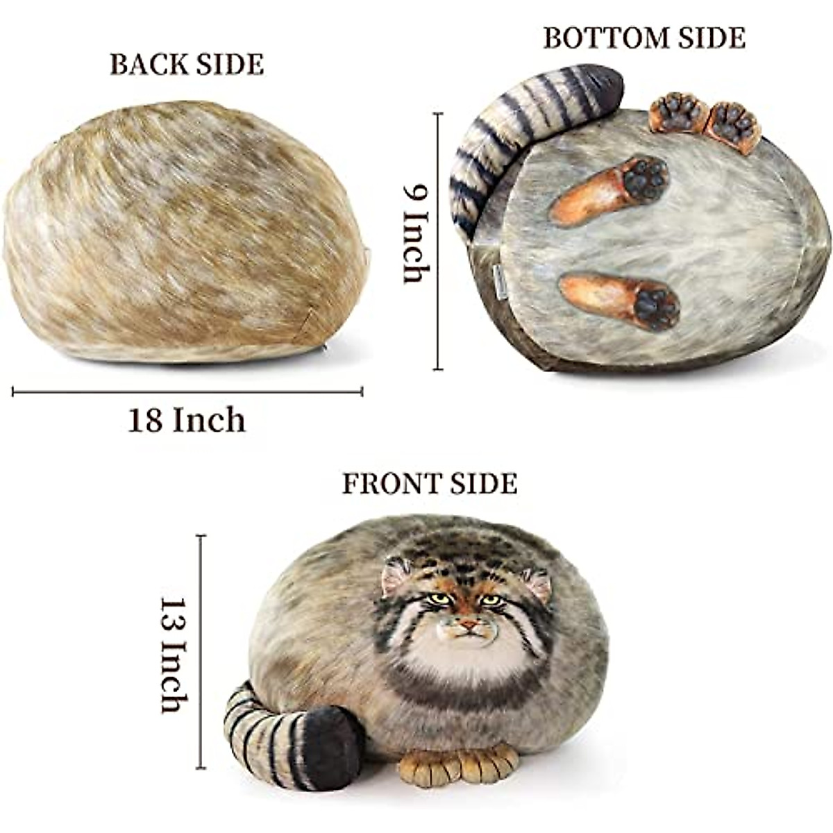 WEERSHUN Cat Plush Body Pillow, Fox Plush Pillow, Raccoon Plush Pillow, Soft and Comfortable Stuffed Animal Plush Pillow for All Ages, Great Gift Option for Boys Girls and Friends (Cat-45/18in)