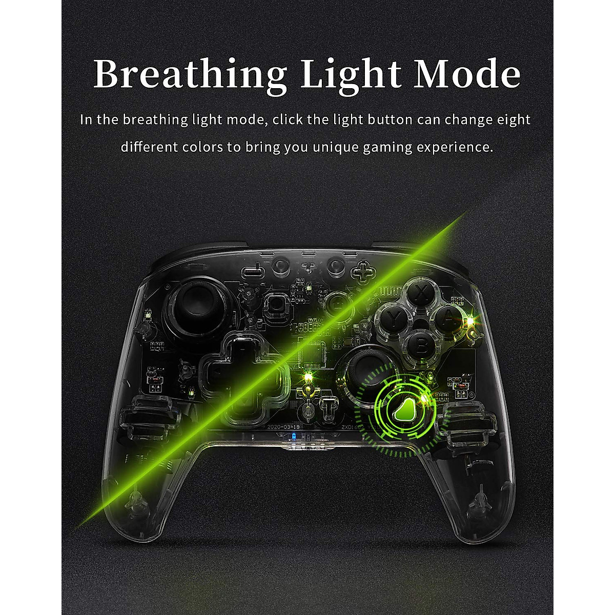 Switch Controller, Pro Controller for Switch/Switch Lite/Switch OLED, Adjustable Turbo, Vibration Motion, Gyro, Transparent