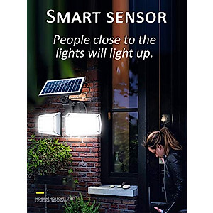 DUTUI Dual-Head Rotating Waterproof Solar Wall Lamp, Body Sensing,Household Garden Waterproof Solar Street Lamp,Home Courtyard,Villa Corridor,Road Lighting