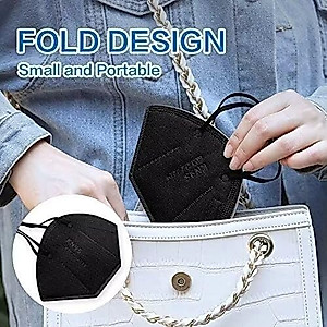 VERNASSA KN95 Face Mask 50 Pack, Individually Wrapped, 5-Ply Breathable Comfortable Safety Mask Filter Efficiency≥95% Against PM2.5 Black masks