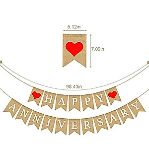 Jute Burlap Happy Anniversary Banner Party Bunting Garland Decoration Supply
