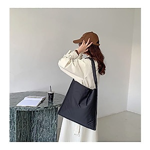 Elegant Women Winter Autumn Soft Puffer Quilted tote Shoulder Bag Handbag Pillow Bag (Black)