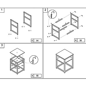 Coral Flower Nightstands Set of 2, 2-Tier Side Table Industrial End Table for Small Space in Living Room, Bedroom and Balcony, Stable Metal Frame, Dark Oak