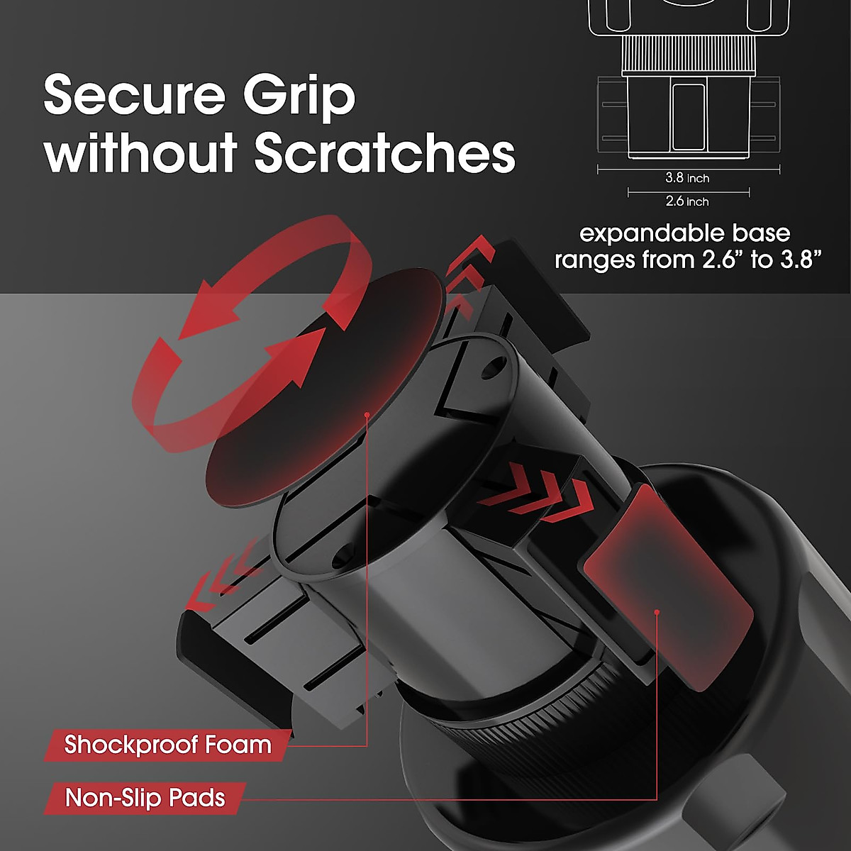 AUJEN Cup Holder Expander for Car - Upgraded Extender Cup Holder w/Offset Option, Adjustable Car Cup Holder Expander, Versatile Car Accessories，Large Bottles & Big Drinks，1 Pieces