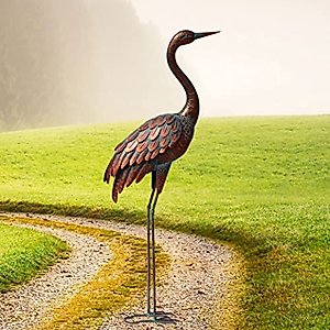 chisheen Outdoor Garden Crane Statues and Sculptures Metal Yard Art Statue for Garden Decoration Large Size