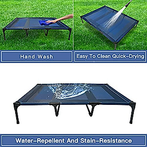 Fuzzywoozy Elevated Dog Bed, Outdoor Raised Dog Cots Beds with No-Slip Feet, Pets up to 50/70/150lbs (X-Large, Blue)