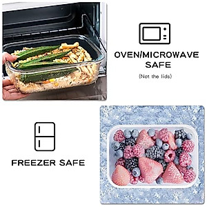 stusgo Glass Food Storage Container Set, Leak Proof Glass Meal Prep Containers Lunch Food Storage with Lids Airtight Storage for Kitchen Organization (grey, 15 pack)