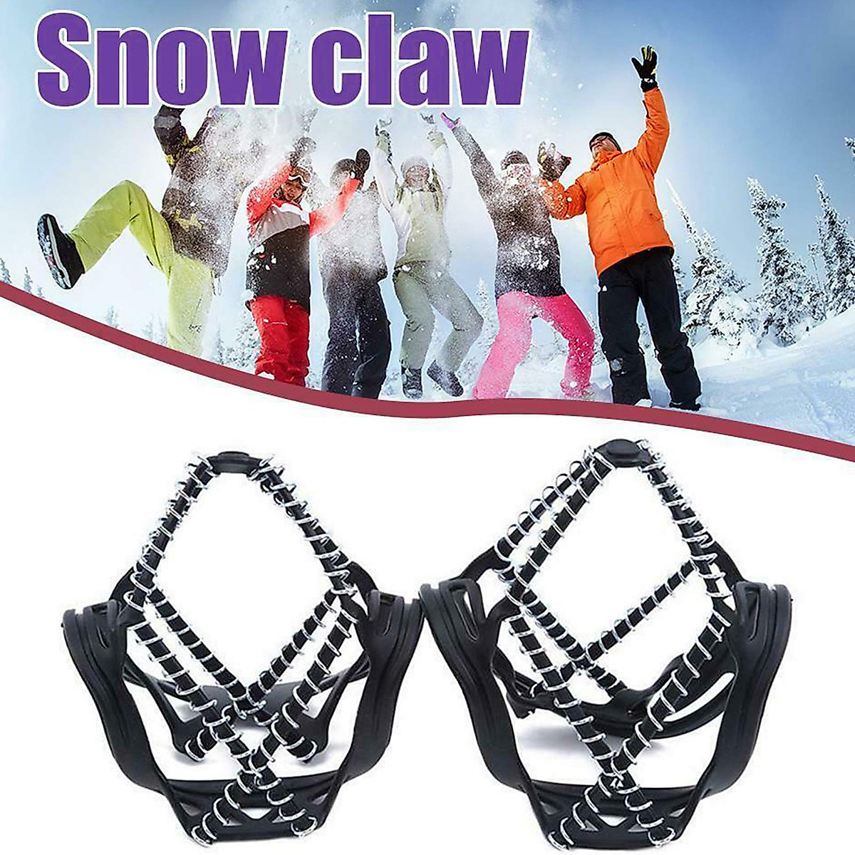 shlutesoy Ice Traction Cleats,Shoes Crampons,2Pcs Anti-Slip Spikes Cleat Crampons Shoe Cover Ice Snow Hiking Climbing Gripper Black