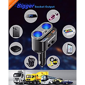 SUPERONE 150W 2-Socket Cigarette Lighter Splitter Power Adapter, USB C Car Charger with 20W Power Delivery 3.0 & QC 3.0 for iPhone 14 Pro Max/13/12/11/11 Pro/X/8/7, Samsung, Google Pixel and More