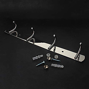 Yinpecly 290mm(11.42-inch) Coat Hook Wall Mounted 201 Stainless Steel Hook Coat Hat Rack with 4 Hooks, for Entryway, Foyer, Hallway, Bathroom, Bedroom, Silver 2Pcs