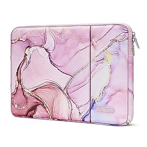 MOSISO Laptop Sleeve Compatible with MacBook Air/Pro, 13-13.3 inch Notebook, Compatible with MacBook Pro 14 inch 2023-2021 A2779 M2 A2442 M1, Polyester Vertical Bag with Pocket Marble MO-MBH216
