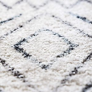 Maples Rugs Abstract Diamond Modern Distressed Non Slip Runner Rug For Hallway Entry Way Floor Carpet [Made in USA], 2 x 6, Neutral