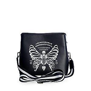 Lost Queen Women's Gothic Skeleton Butterfly Shoulder Bag Ouija Spirit Board Clutch Purse