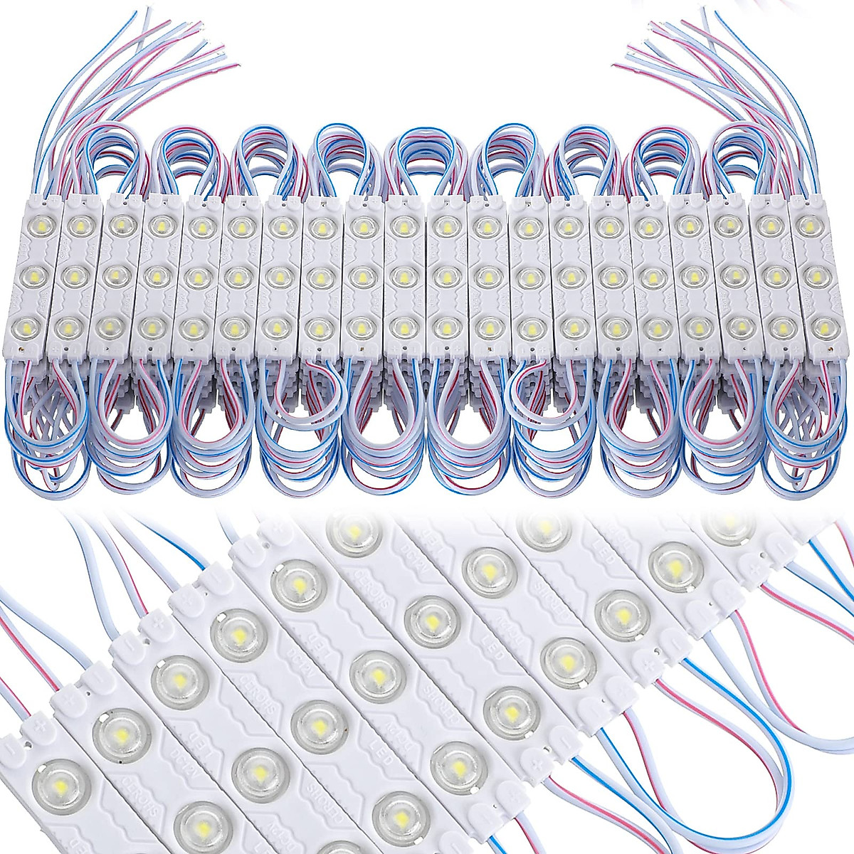 500 Pcs LED Module White 6500K 1.2W LED Storefront Lights Waterproof Replacement Lights for Inflatables Decorative LED Module Light with Tape Adhesive Backside for Christmas Letter Advertising Signs