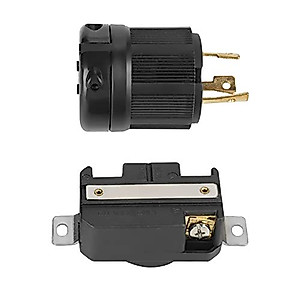 30 Amp, 250 Volt, 3 Pin NEMA L6-30P Male Plug & L6-30R Female Receptacle Twist Lock Plug, Electrical Locking Plug Socket