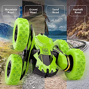 Sugoiti Remote Control Car, Red RC Stunt Car for Kids 4WD Off Road Rechargeable 2.4GHz Double Sided Rotating 360° Flips Vehicles Gift for Boys & Girls Christmas New Year