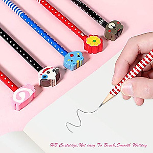 Cute Pencils for Kids, Fun Pencil with Erasers Toppers, Woodcased #2 Pencils for School Classroom(12 Pack)