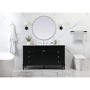 Elegant Decor Indoor Modern Under Sink Bathroom Fixtures Storage Organizer Cabinet 60 inch Single Bathroom Vanity - Black
