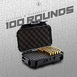 Evergreen 56 American Flag 100 Pistol Round Bullet Locking Storage Case - Travel Safe/Waterproof/USA Made - for .380 ACP, 40 S&W.45 ACP, 10mm, 5.7 FN.38 SPL.357 MAG.233 9mm Ammo (Green)