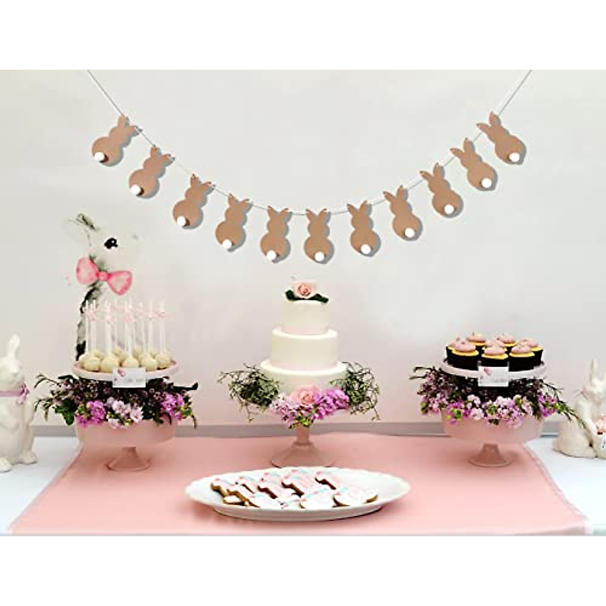 Bunny Banner - Happy Easter Banner,easter Birthday Party Decorations,easter Bunny Hanging Wreath, Happy Easter Home Decoration for Mantels