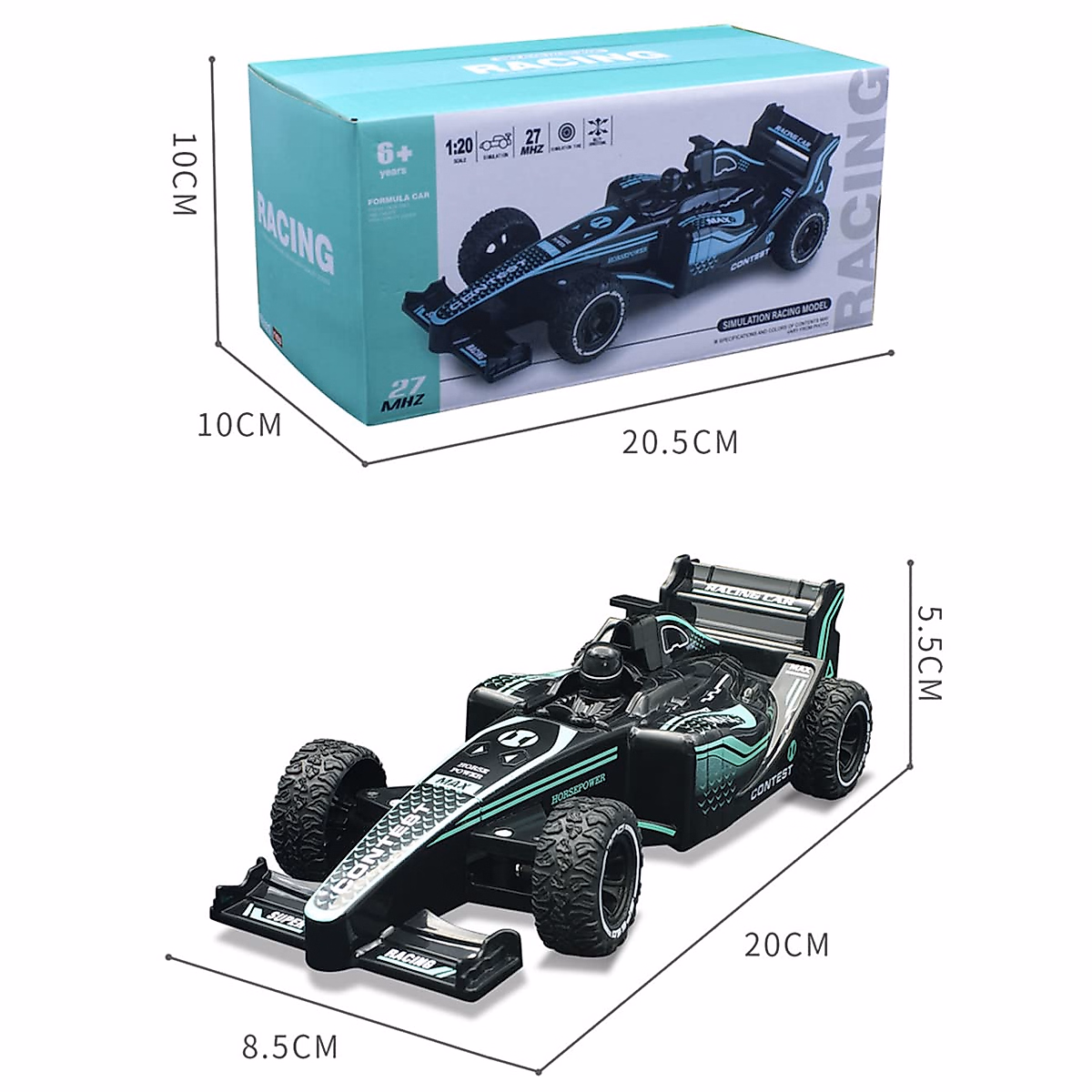 BMFHJEQ F1 Remote Control Car, Mini High-Speed F1 RC Racing, 20KM/H 4WD Electric High Speed Car, Double Speed Adjust Off-Road Drift Remote Control Toys Cars for Boys Girls (Blue)
