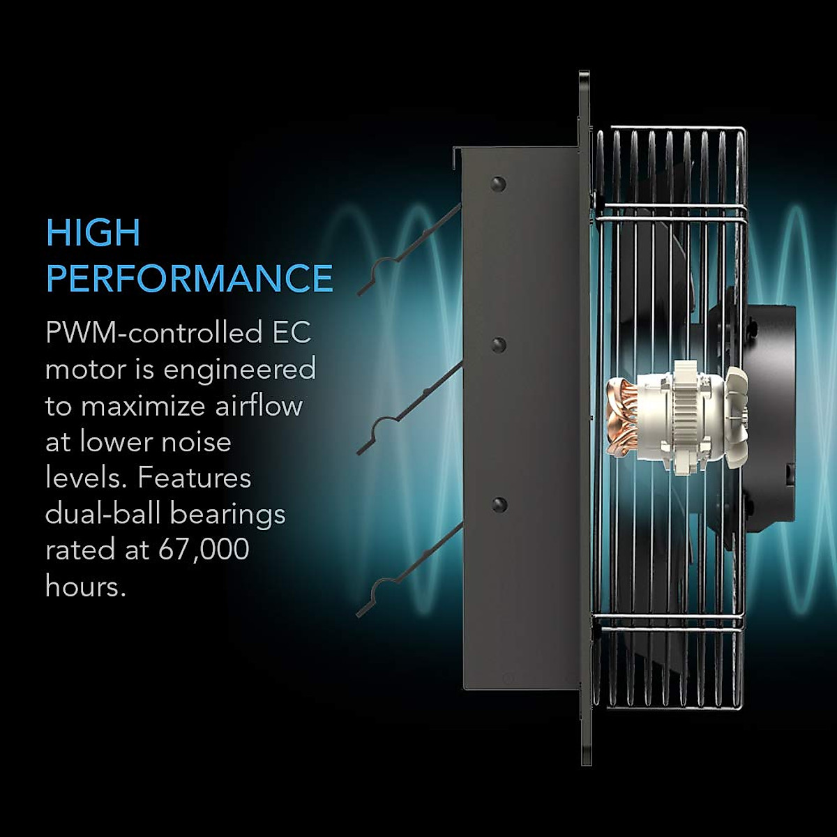 AC Infinity AIRLIFT S12, Shutter Exhaust Fan 12” with 10-Speed Controller, EC Motor - Wall Mount Ventilation and Cooling for Sheds, Attics, Workshops, and Greenhouses