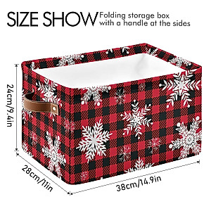 Rectangular Christmas Storage Bin Snowflakes Christmas Basket with Handles - Nursery Storage, Laundry Hamper, Book Bag, Gift Baskets