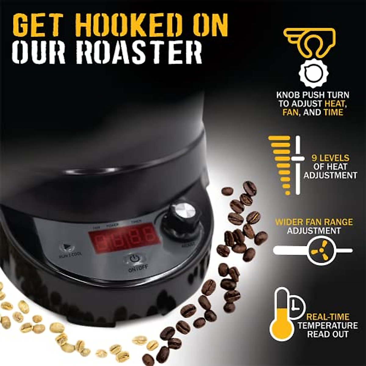 Fresh Roast SR800 Automatic Coffee Bean Roaster - Roast Coffee At Home - Variable Heat Settings - Convection Fan Control - Digital Status Display - Speed Roasting System - The Freshest Roast On Earth