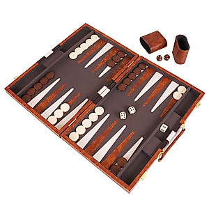 Kangaroo's “15 Inch Faux Leather Vinyl Backgammon Set I Premium Backgammon Board Game with Leather Case I Best Travel Game Sets for Adults I Luxury Foldable Classic Board Game