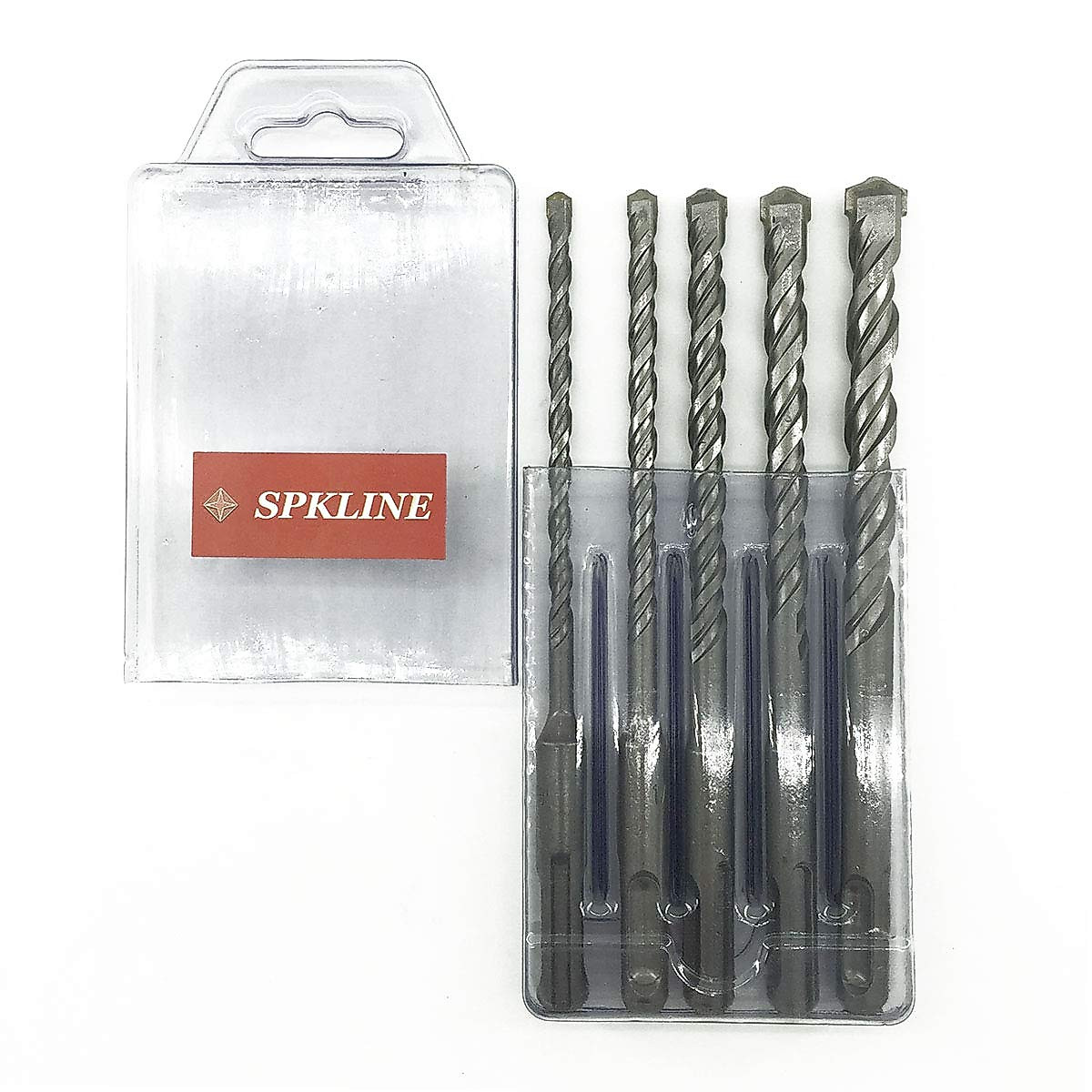 SPKLINE 5 Pcs SDS-Plus Rotary Hammer Drill Bit Set 3/16",1/4",5/16",3/8",1/2" Diameter,Tungsten Carbide Tip SDS+ Impact Drill Bits for Concrete Brick Block Mortar Stone and Other Masonry