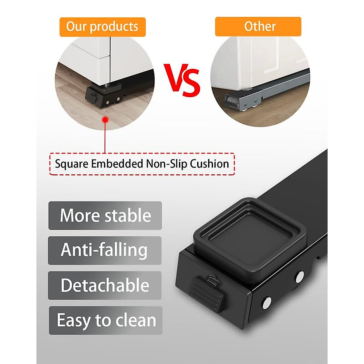 Heavy Duty Appliance Rollers,EWX Fourth Generation Extendable Appliance Rollers Adjustable Base For Washer and Dryer, Easily Move Washing Machine, Furniture,Refrigerators,Wine cooler