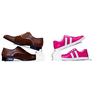 Shoepal- Adjustable Shoe Slot Organizers – Space-Saving Shoe Stackers for Closet, Double Layer Shoe Storage Racks for Sneakers, Heels, Flats & More (White, 4)