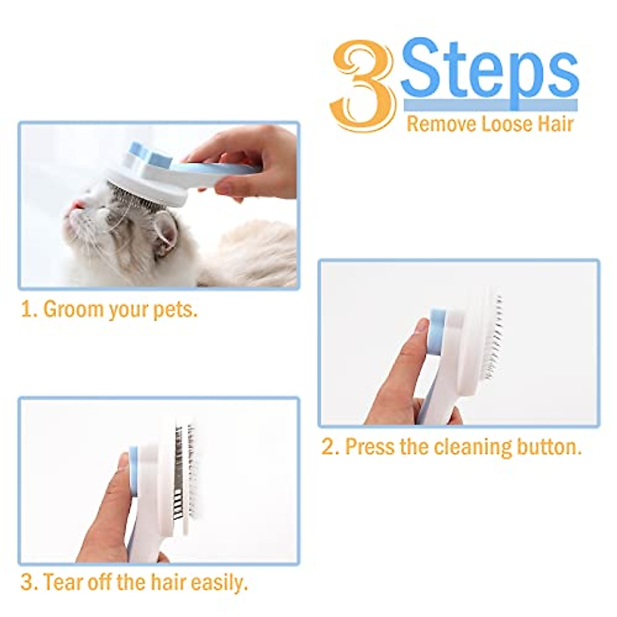 Yintoper Cat Brush with Release Button, Self Cleaning Slicker Brush for Shedding Grooming or Massage, Cat Brush for Indoor Cats Removes Loose Fur, Dog Brush for Short or Long Hair Dogs, Cats, Rabbits