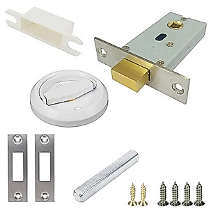 FarBoat 1 Set Single Side Recessed Flush Door Locks 304 Stainless Steel Round Sliding Door Pull Lock Hidden Privacy Door Lock Locker Knobs Handles (White)