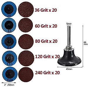 100Pcs Quick Change Discs Set,2 inch Die Grinder Sanding Discs with 1/4" Holder,for Die Grinder Surface Prep Strip Grind Polish Finish Burr Rust Paint Removal,Surface Conditioning Discs
