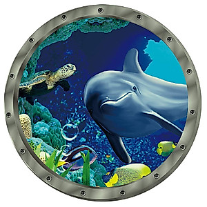 Amaonm 12"x12" Creative Removable Glow in The Dark Ocean View Wall Decals 3D Under The Sea Fish Wall Sticker Murals Peel Stick Home Art Decor for Kids Room Bedroom Bathroom Nursery Fridge (Dolphin)