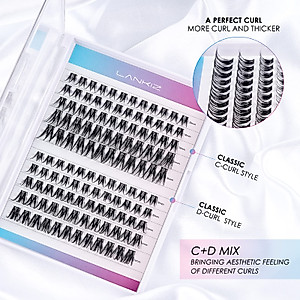 LANKIZ Lash Clusters Kit, Individual Lashes Kit, 120pcs Wispy Cluster Eyelashes Extension with Lash Bond & Seal and Lash Remover Kit