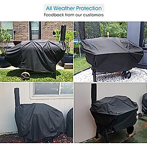 Unicook Charcoal Offset Smoker Cover, Outdoor Heavy Duty Waterproof Smokestack BBQ Grill Cover, Fade and UV Resistant Material, Compatible with Brinkmann Trailmaster, Char-Broil Smokers and More